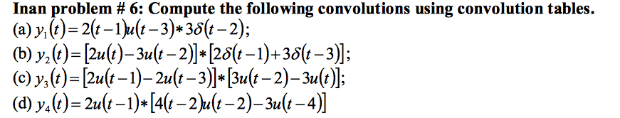 Solved Inan problem # 6: Compute the following convolutions | Chegg.com Solved Inan problem # 6: Compute the following convolutions | Chegg.com