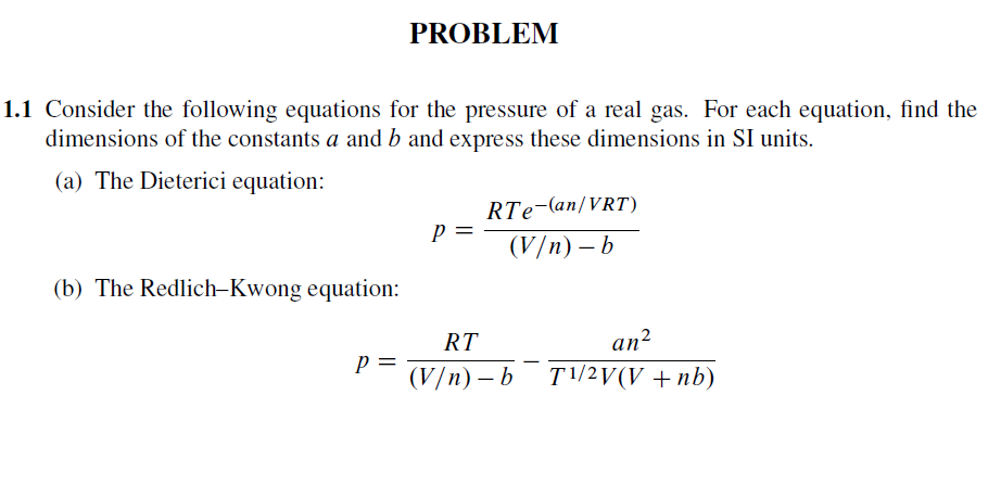 Solved PROBLEM 1.1 Consider the following equations for the | Chegg.com