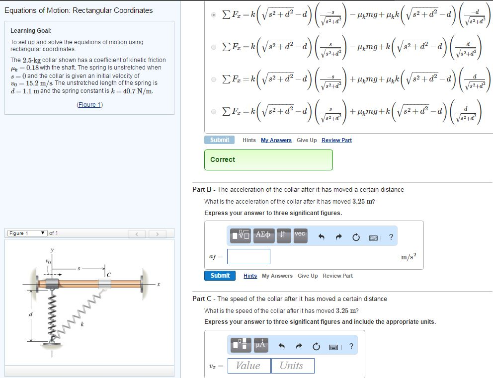Solved Equations of Motion: Rectangular Coordinates Learning | Chegg.com