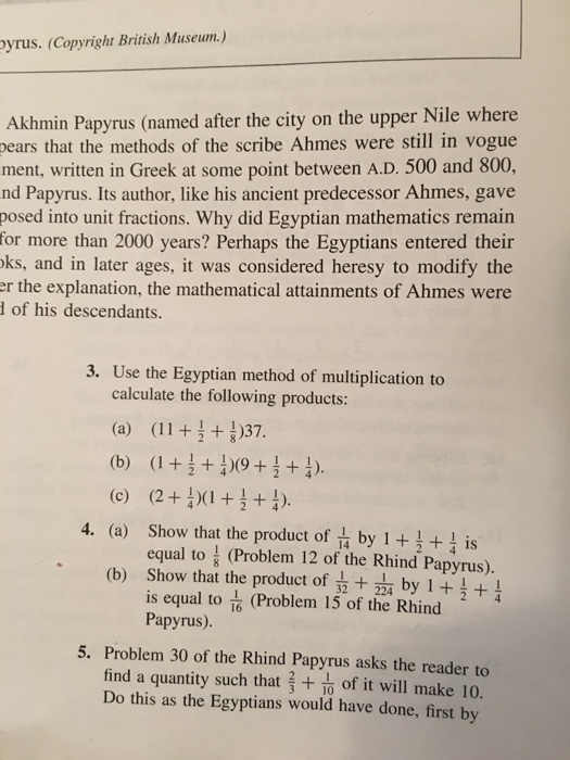 Solved Use the Egyptian method of multiplication to | Chegg.com