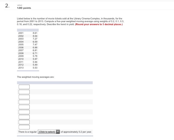 Solved 1.00 points Listed below is the number of movie | Chegg.com