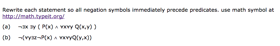 Solved Rewrite each statement so all negation symbols | Chegg.com