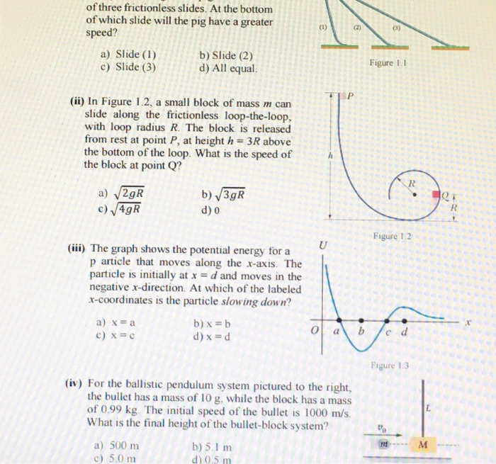 Solved In Figure 1.2, a small block of mass m can slide | Chegg.com