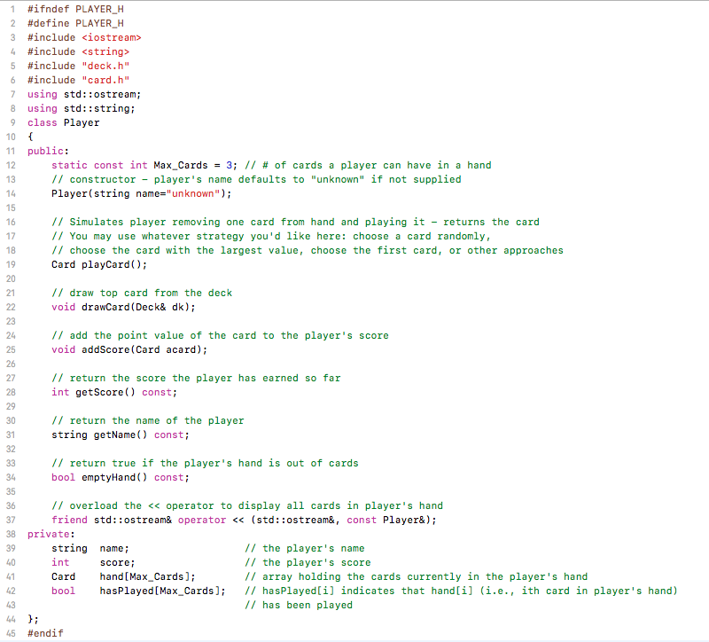 THERE SHOULD BE TOTAL 7 FILES main.cpp, card.h, | Chegg.com