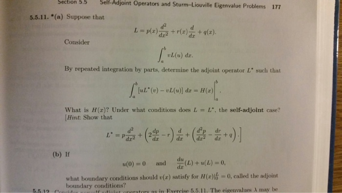 Self Adjoint Operators and Sturm-Liouville Eigenvalue | Chegg.com