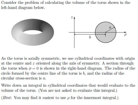 Solved Consider the problem of calculating the volume of the | Chegg.com
