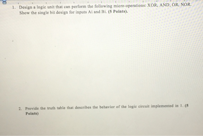 Solved Design a logic unit that can perform the following | Chegg.com