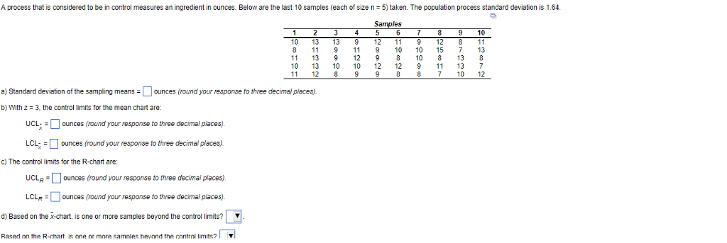 Solved A process that is considered to be in control | Chegg.com