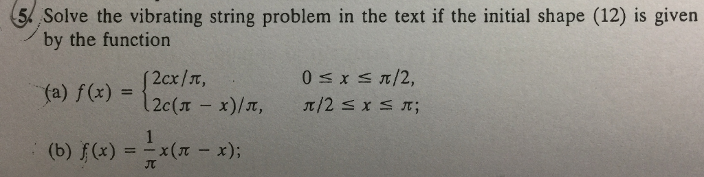 Solved (5 solve the vibrating string problem in the text if | Chegg.com