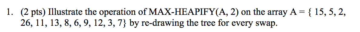 Solved Illustrate The Operation Of Max Heapifya 2 On The