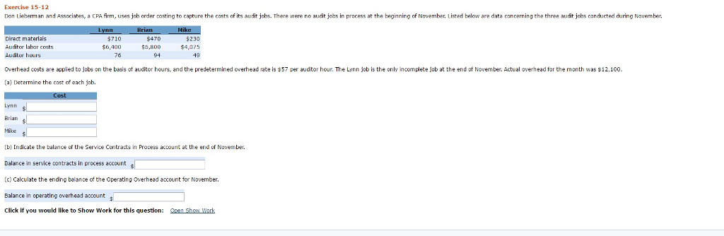 Solved Don Lieberman and Associates, a CPA firm, uses job | Chegg.com