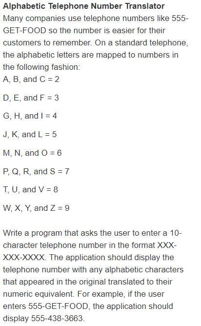 Solved Alphabetic Telephone Number Translator Write A