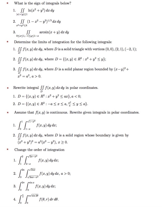 Solved What is the sign of integrals below? double | Chegg.com