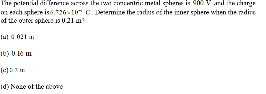 Solved The potential difference across the two concentric | Chegg.com