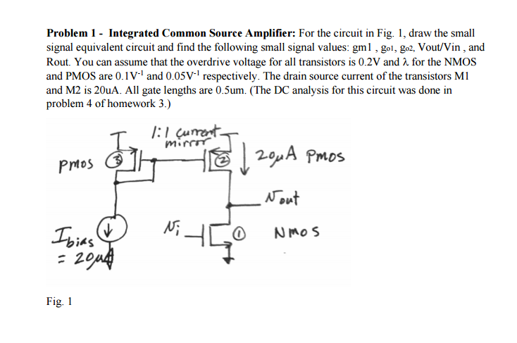 Solved Integrated Common Source Amplifier: For the circuit | Chegg.com