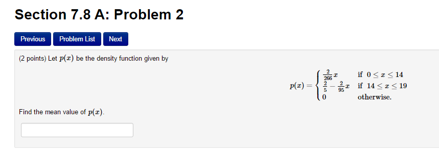 Solved Let p(x) be the density function given by p(x) = | Chegg.com