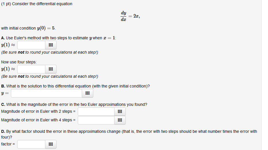 Solved Consider the differential equation dy/dx = 2x, with | Chegg.com