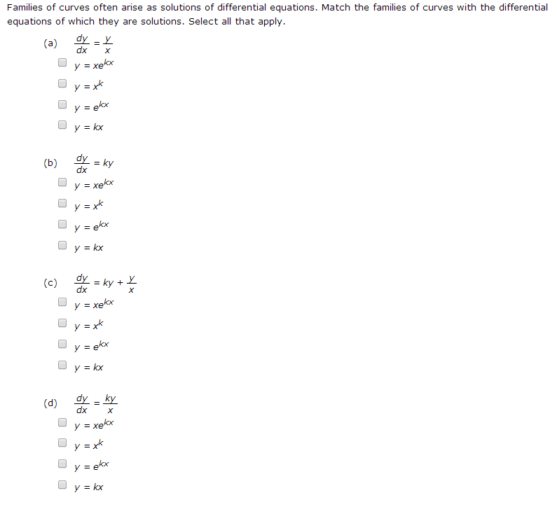Solved Match solutions and differential equations. Note: | Chegg.com Solved Match solutions and differential equations. Note: | Chegg.com