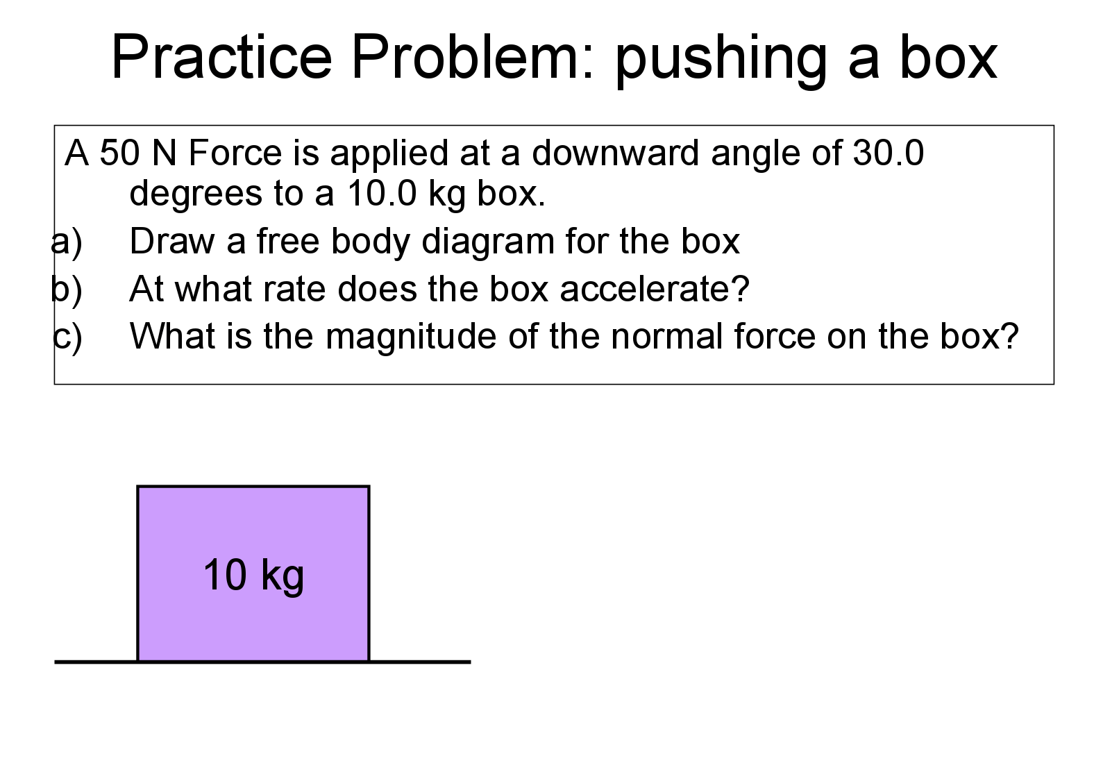 Solved Practice Problem: pushing a box A 50 N Force is | Chegg.com
