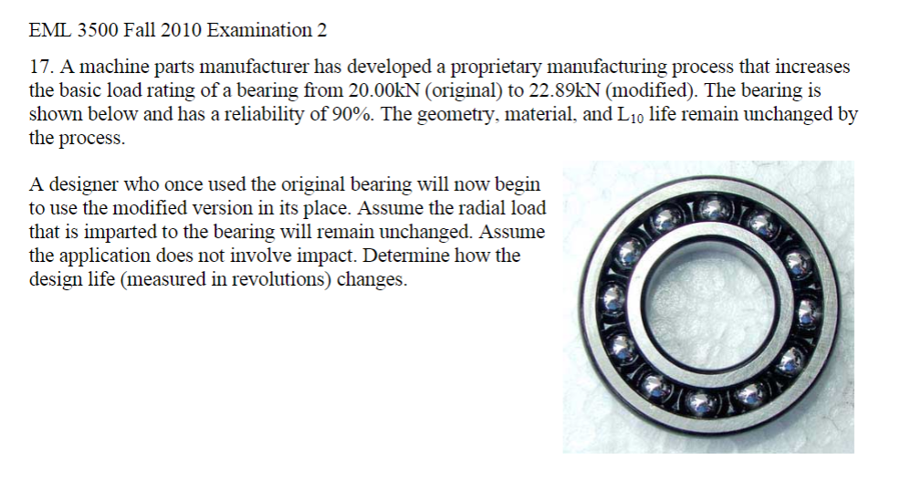 Solved EML 3500 Fall 2010 Examination 2 17. A machine parts | Chegg.com
