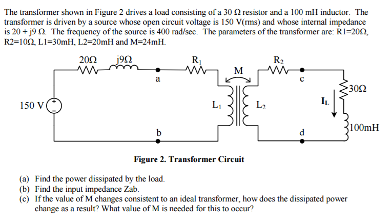 Solved The transformer shown in Figure 2 drives a load | Chegg.com