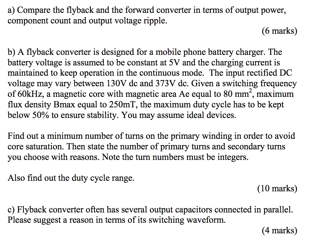 Solved Compare the flyback and the forward converter in | Chegg.com