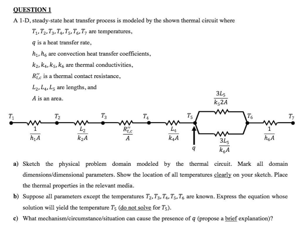 Solved Uestion 1 A 1 D Steady State Heat Transfer Process