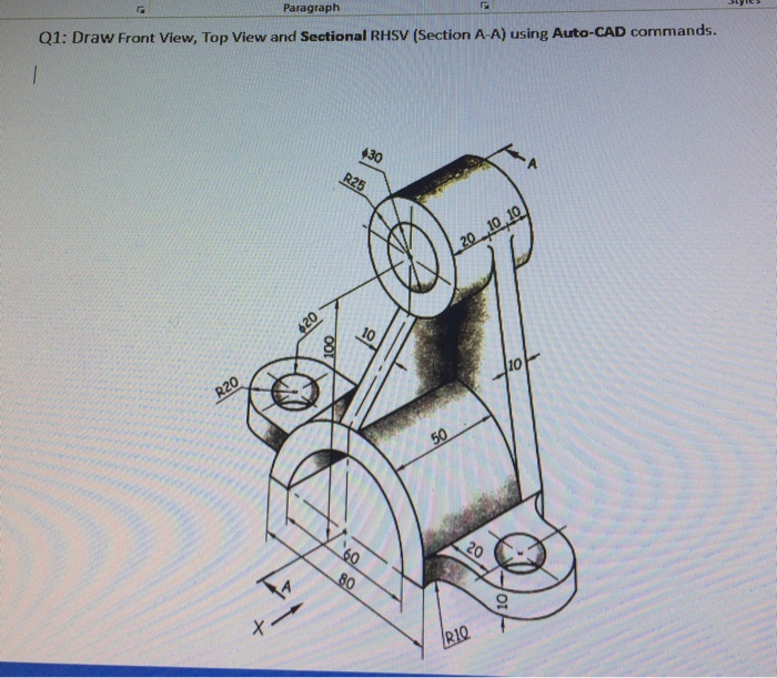 Draw Front View, Top View and Sectional RHSV (Section | Chegg.com