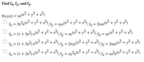 Solved Finding fx, fy, fz, and f(x,y) Hi, I've figured these | Chegg.com