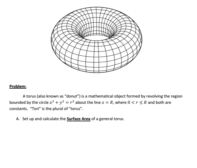 Solved A torus (also known as "donut") is a mathematical | Chegg.com