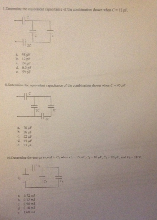 Solved Determine the equivalent capacitance of the | Chegg.com