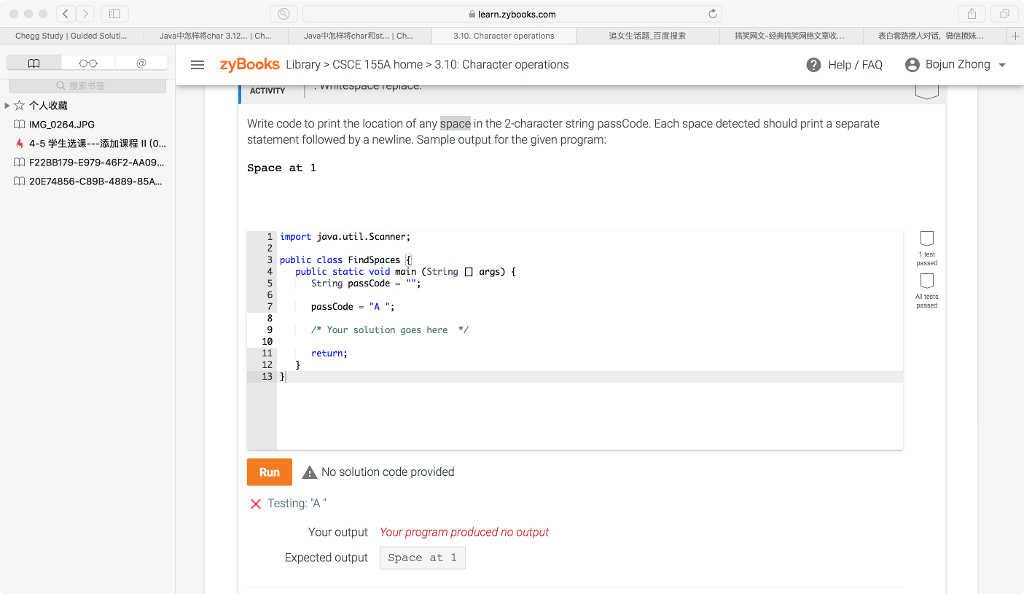 Solved Write Code To Print The Location Of Any Space In The