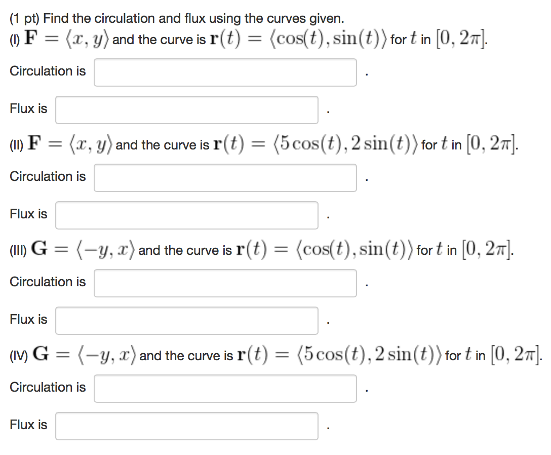 Solved Find the circulation and flux using the curves given. | Chegg.com