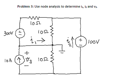 Solved Problem 3: Use node analysis to determine i1, i2, and | Chegg.com