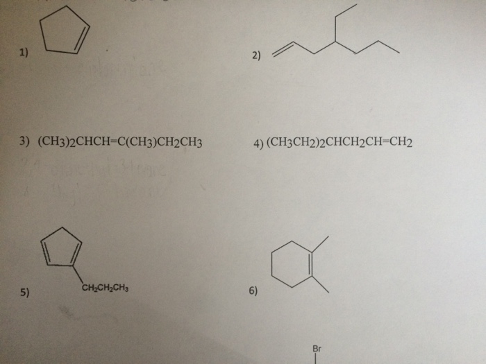 Solved 3) (CH3)2CHCH C (CH 3)CH2CH3 CH2CH2CH3 4) | Chegg.com