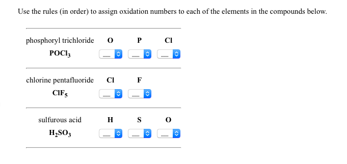 Solved Use the rules (in order) to assign oxidation numbers | Chegg.com