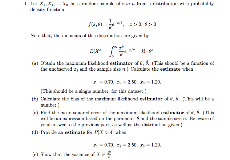 Solved Let X_1, X_1, ... X_n be a random sample of size n | Chegg.com