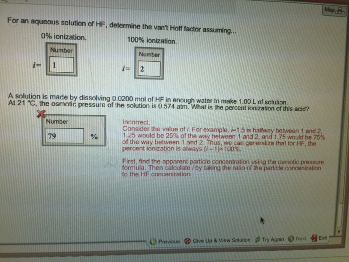 Solved Map d For an aqueous solution of HF, determine the | Chegg.com