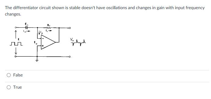 Solved The differentiator circuit shown is stable doesn't | Chegg.com
