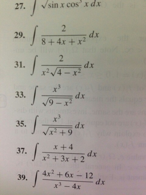 Solved 27. Integral Square root sin x xos^3 x dx 29. | Chegg.com