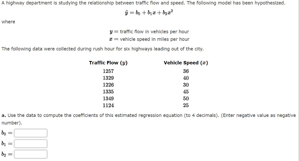 Solved A highway department is studying the relationship | Chegg.com