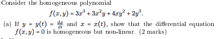 Solved Consider the homogeneous polynomial f(x, y) = 3x^3 + | Chegg.com