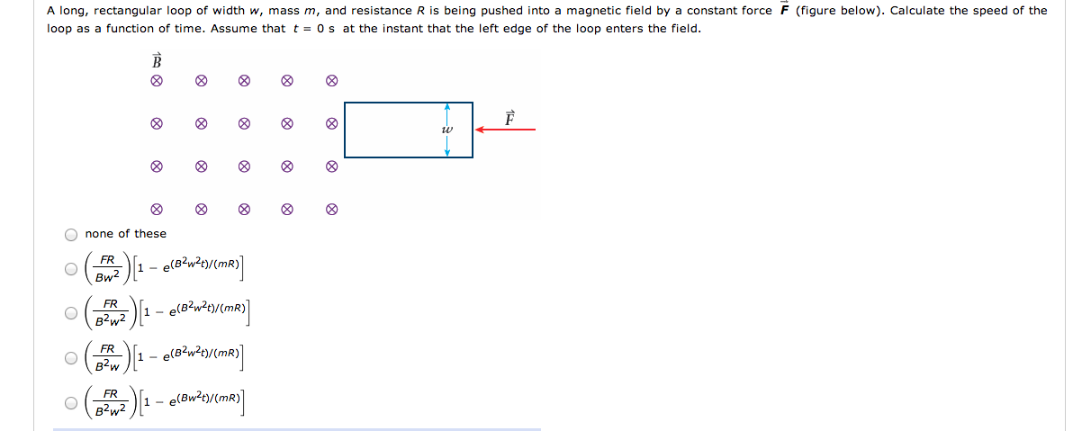 Solved A Long Rectangular Loop Of Width W Mass M And 3924