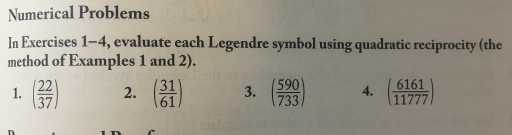 Solved Evaluate each Legendre symbol using quadratic | Chegg.com