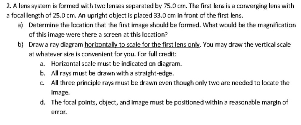 Solved 2. A lens system is formed with two lenses separated | Chegg.com