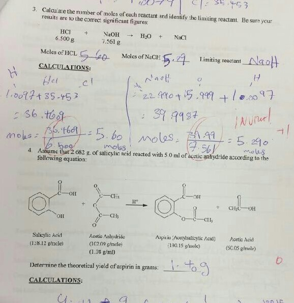 Solved Calculate the number of moles of each reactant and | Chegg.com