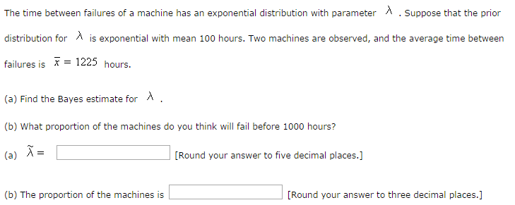 Solved The time between failures of a machine has an | Chegg.com