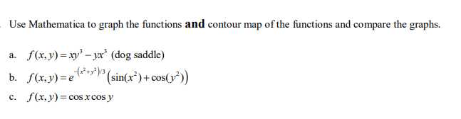 Solved Use Mathematica to graph the functions and contour | Chegg.com