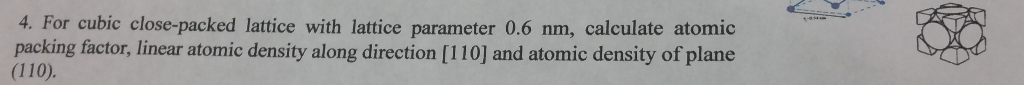 Solved For Cubic Close Packed Lattice With Lattice Parameter