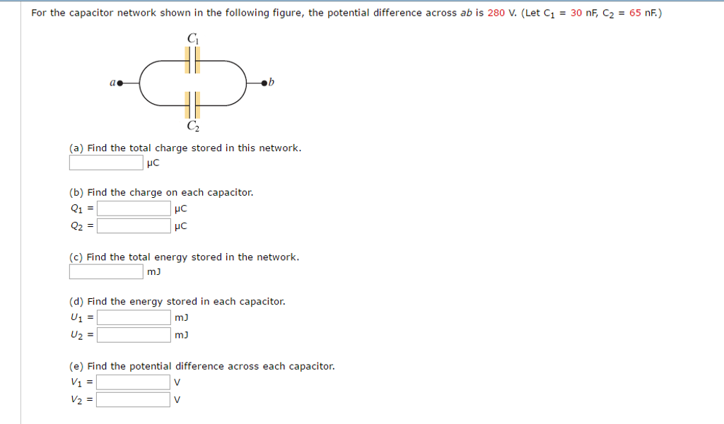 Solved For the capacitor network shown in the following | Chegg.com